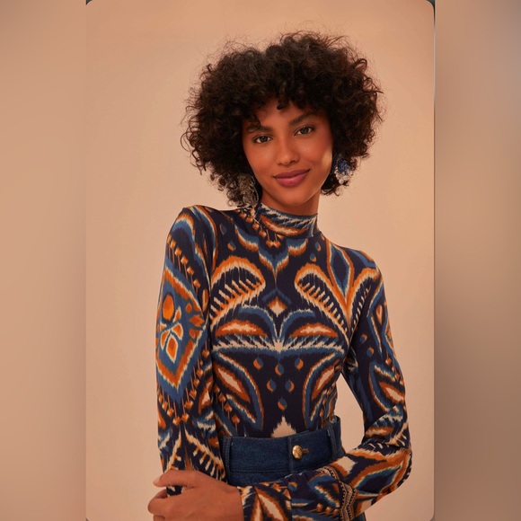 FARM Rio | Swim | Farm Rio Blue And Orange Patterned Swimwear | Poshmark